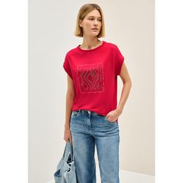 Cecil Damen T-Shirt mit Glitzer Print rot XS (36)