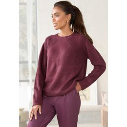 Lascana Strickpullover mit Grobstrick-Details, Damen Pullover mit Rundhals 32/34 Strickpullover