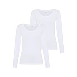 Ysabel Mora Damen YSABEL MORA Langarmshirt 2er Pack, Rundhals-Ausschnitt, weich, Baumwollmix, elastisch S