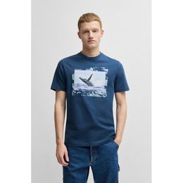BOSS Orange Herren BOSS Orange T-Shirt &raquo;Te Dunetrace&laquo; mit gro&szlig;em Fotodruck blau XXL