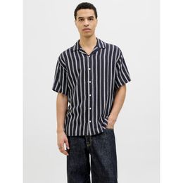 Jack & Jones Jack & Jones Herren Kurzarmhemd &raquo;JJEENZO STRIPE RESORT SHIRT SS SN&laquo; mit Streifen Muster blau L, N-Gr