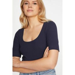 Richroyal Damen RICHROYAL Rundhalsshirt tiefer Rundhals, Basic blau XL