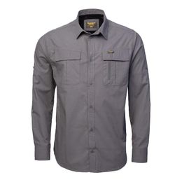 HERO by John Medoox Herren HERO by John Medoox Langarmshirt &raquo;HARRY Kent Hemd&laquo; Regular Fit Casual Funktionsmaterial f&uuml;r Herren grau 3XL