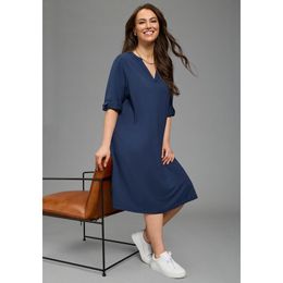 Laura Scott Curve Damen Laura Scott CURVE Jerseykleid kniefrei, 3/4-&Auml;rmel mit krempelbarem Abschluss 42, N-Gr