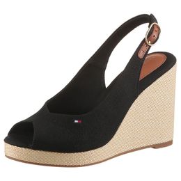 Tommy Hilfiger Damen High-Heel-Sandalette &raquo;FLAG HIGH WEDGE ESPAD SLINGBACK&laquo; , Sommerschuh, Partyschuh, Keilsandalette, in schmaler Form schwarz 40