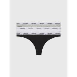 Calvin Klein Underwear Damen &raquo;3 PACK THONG (LOW-RISE)&laquo; 3 Stk. String low waist mit Logobund schwarz-wei&szlig; S (36), 3 Stk.
