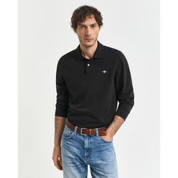 Gant Herren Poloshirt &raquo;REG SHIELD LS PIQUE RUGGER&laquo; mit Logotickerei auf der Brust schwarz M