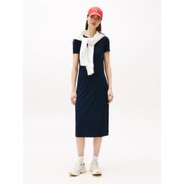 Tommy Jeans Damen Jerseykleid &raquo;TJW RIB BODYCON MIDI DRESS&laquo; mit gerippter Struktur blau L (40), N-Gr