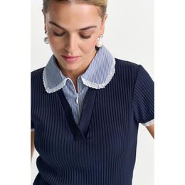 Richroyal Damen RICHROYAL Poloshirt im Lagen-Look, Shirt mit V-Ausschnitt und integriertem Blusenkragen S
