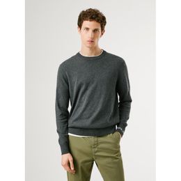 Pepe Jeans Herren Strickpullover &raquo;ANDRE CREW NECK&laquo; mit Rundhals, Logo-Jacquard grau S