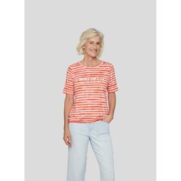 Rabe Damen Rundhalsshirt im Streifen-Look und mit Nieten-Details orange 46