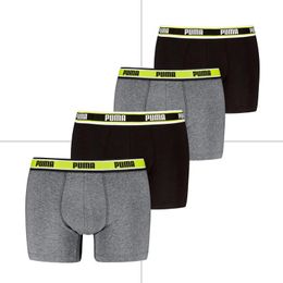 Puma Herren Puma Boxer 4-Pack, mit klassischem Logobund gelb L
