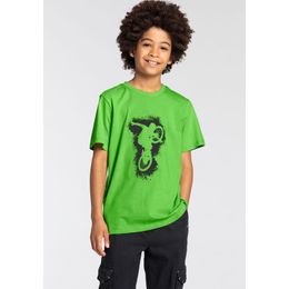 Kidsworld Jungen Kidsworld T-Shirt &raquo;Biker - Druck&laquo; Kurzarm, Basic-Passform, mit stylischem Druck, Rundhalsausschnitt gr&uuml;n 140/146