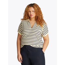 Tommy Hilfiger Curve Damen Poloshirt &raquo;CRV LYOCELL OPEN-NK POLO SS&laquo; in Gro&szlig;en Gr&ouml;&szlig;en, Polokragen, Streifenmuster blau 48