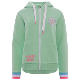 Zwillingsherz Damen Kapuzensweatjacke Regular-Fit, Kapuze, Langarm, Rei&szlig;verschluss, Neon-Details gr&uuml;n SM (S/M)