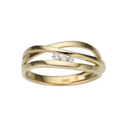 Firetti Damen Goldring &raquo;Schmuck Geschenk Gold 585, Elegant, teilw. mehrreihig, massiv&laquo; mit Brillanten gelb