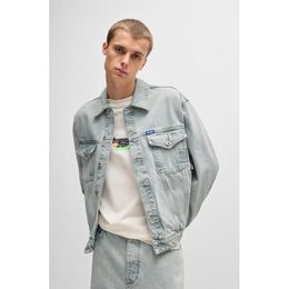 Hugo Blue Herren HUGO Blue Jeansjacke &raquo;Dex&laquo; mit BOSS Leder-Badge gr&uuml;n M