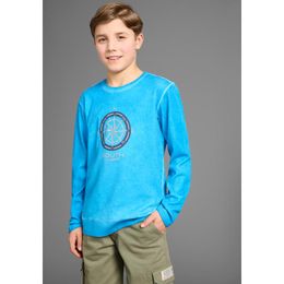 Delmao Jungen DELMAO Langarmshirt &raquo;Modisch gewaschenes Shirt&laquo; Trendwaschung blau 128/134