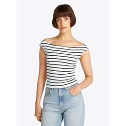 Tommy Jeans Damen Tanktop &raquo;TJW BOAT NECK TOP SS EXT&laquo; mit Logostickerei blau XL (42)