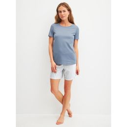 Calida Damen Calida Shorty &raquo;Striped Dreams&laquo; 2 weich, Pure Cotton, Kurzarm, Rundhals, Interlock-Qualit&auml;t XS (36/38)