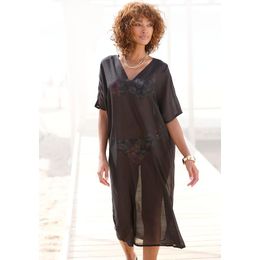 Lascana Damen Lascana Longtunika aus leichter Chiffonware, Strandtunika schwarz 38