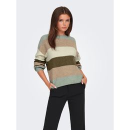 Only Damen Only Strickpullover &raquo;ONLATIA L/S STRIPE PULLOVER KNT NOOS&laquo; Viskosemischung, regular fit gr&uuml;n S