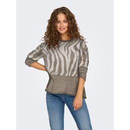 Only Damen Only Rundhalspullover &raquo;ONLJADE ANIMAL LS O-NECK NOOS KNT&laquo; Kunstfaser, regular fit wei&szlig; S