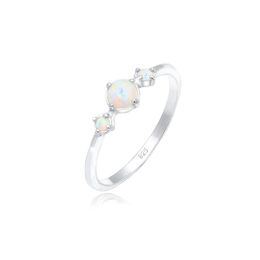 Elli Damen Fingerring &raquo;Opal Rund Trio Vintage 925er Silber&laquo; silber