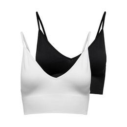 Only Damen Only Bustier &raquo;ONLVICKY &ndash; BH-Tops mit geripptem Detail im 2er-Pack&laquo; Packung, 2 Stk. figurbetont, modisch, Materialmix, Jersey, 