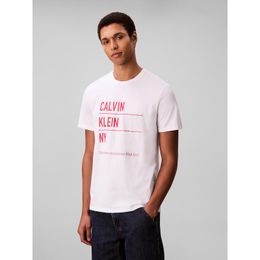 Calvin Klein Jeans Herren T-Shirt &raquo;SS 30S EU CALVIN KLEIN NY GRAPHI&laquo; Mit Rundhalsausschnitt, regular fit wei&szlig; L