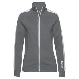 Bench. Loungewear Damen Sweatjacke mit Seitenstreifen und Stehkragen, Loungewear grau 32/34