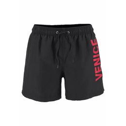 Venice Beach Herren Badeshorts mit Innenslip, mit Innentasche, mit Au&szlig;enkordel schwarz M (50), N-Gr