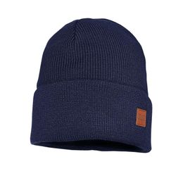 MaxiMo Jungen MaxiMo Beanie Strick, breiter Umschlag, gef&uuml;ttert, w&auml;rmend, weich, unifarben blau