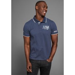 Delmao Herren DELMAO Poloshirt mit sportlichen Kontraststreifen & gestreifter Knopfleistenblende blau 4XL (68/70)