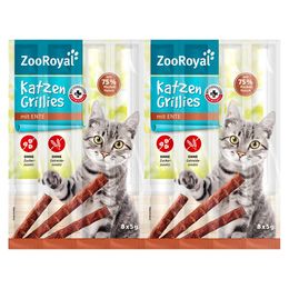 ZooRoyal Katzen-Grillies mit Ente Katzensnacks ohne Getreide und Zucker 8x5g