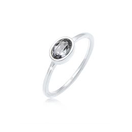 Elli Damen Verlobungsring &raquo;Oval Glas Kristalle Grau 925 Sterling Silber&laquo; silber