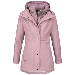 Lpo Damen LPO Softshelljacke &raquo;LUCANIA PEAK Women&laquo; leichte Softshelljacke mit All-Over-Print und abnehmbarer Kapuze rosa 44L