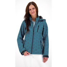 DEPROC Active Damen DEPROC Active Softshelljacke &raquo;SHELBY PEAK DC&laquo; leichte Softshelljacke mit All-Over-Print und abnehmbarer Kapuze blau 36/38 (M)