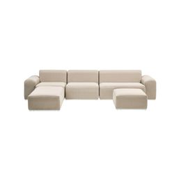 Beliani 5-tlg Lounge Set BATTIFOLLO in Beige/Wei&szlig; | Gr.: onesize