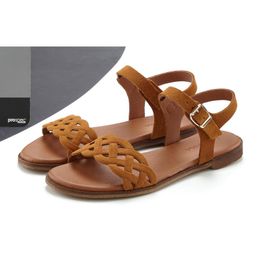Lascana M&auml;dchen Lascana Sandale &raquo;Sommerschuh&laquo; Sandalette, Sommerschuh aus Leder mit Cut-Outs und weicher Innensohle braun 39