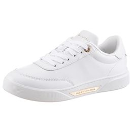 Tommy Hilfiger Damen Plateausneaker &raquo;ESSENTIAL CHIC COURT SNEAKER&laquo; , Freizeitschuh, Halbschuh, Schn&uuml;rer, goldfarbenen Details im Plateau wei&szlig; 36