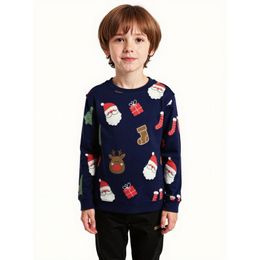 Blue Seven Jungen Sweatshirt, mit coolem Weihnachts-Alloverprint blau 116