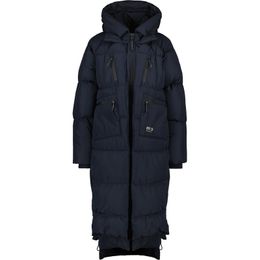 alife and kickin Alife & Kickin Damen Winterjacke &raquo;Damen RihannaAK A&laquo; mit Kapuze Langer, warmer Wintermantel mit gro&szlig;er Kapuze und Fleece Innenfutter blau M