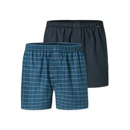 Schiesser Web-Boxershorts 2er Pack in Dunkelblau/Petrol | Gr.: M