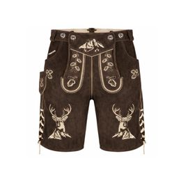 PAULGOS Lederhose Kurz Echtleder HK4 in Dunkelbraun | Gr.: 54