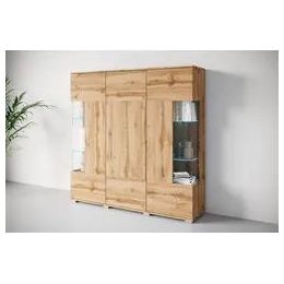 Highboard OTTO HOME "Kenia", braun (eichefarbe votan), B:135cm H:134cm T:39,5cm, FSC-zertifizierter Holzwerkstoff, Glas, Hartfaserplatte, Kunststoff, Sideboards, Highboard, Modernes Highboard, mit Glast&uuml;ren, Breite 135 cm