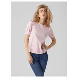 V&eacute;ro Moda T-Shirt VERO MODA "VMKERRY 2/4 O-NECK TOP VMA JRS NOOS", Damen, Gr. L, pink (parfait pink), Jersey, Obermaterial: 100% Baumwolle, unifarben, figurumspielend h&uuml;ftlang, Rundhals, Puff&auml;rmel, Shirts T-Shirt, mit Rundhalsausschnitt