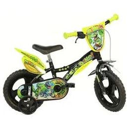 DINO BIKES Kinderfahrrad DINO "Dinosaurier T-Rex 12 Zoll" Gr. 21, schwarz, Fahrr&auml;der, Kinder, 21cm, 12 Zoll (30,48cm), mit St&uuml;tzr&auml;dern, Frontschild und coolen Schutzblechen
