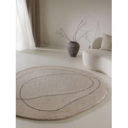 benuta Pure Wollteppich Shape Cream &oslash; 200 cm rund - Naturfaserteppich aus Wolle