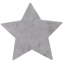 Kinderteppich Kayoom "Lille 868", grau, B:86cm H:15mm L:86cm &Oslash;:86cm, Polyester, Teppiche, Kinderteppich, Kurzflor, Rabbit, weich flauschig, Stern Kontur